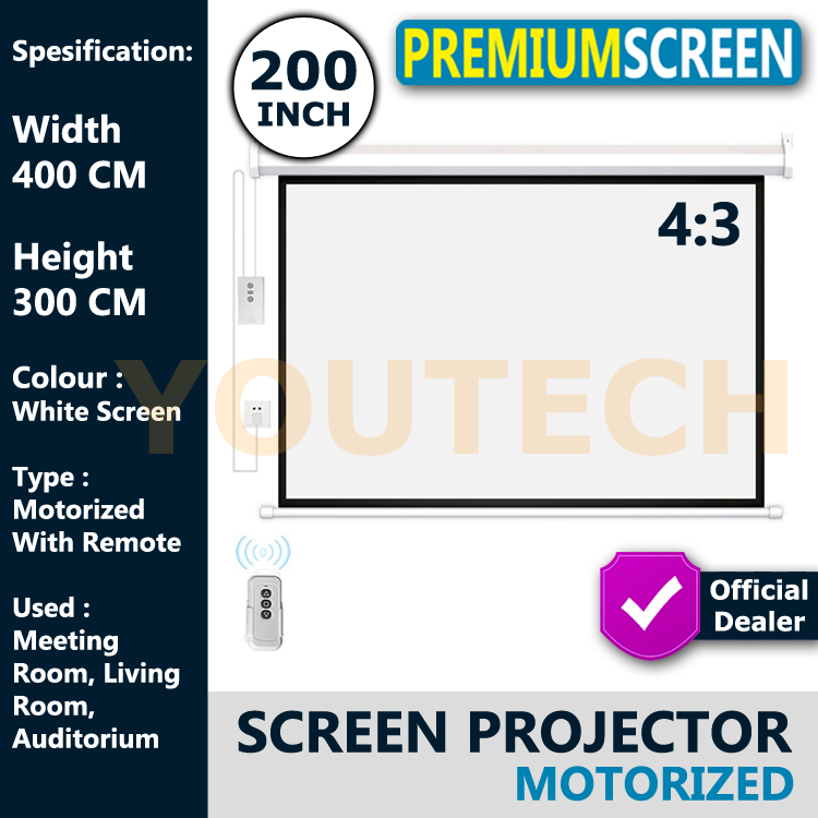 Jual Layar Proyektor 200 inch Rasio 4:3 Motorized - Screen Projector ...