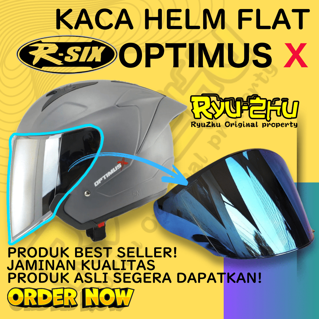 Jual Kaca Helm RSIX OPTIMUS X Visor Helmet FLAT venom open r-six ...