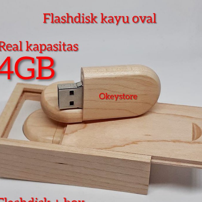 Jual NEW PROMO FLASHDISK 4GB KAYU OVAL BOX KAYU SLIDE REAL KAPASITAS ...