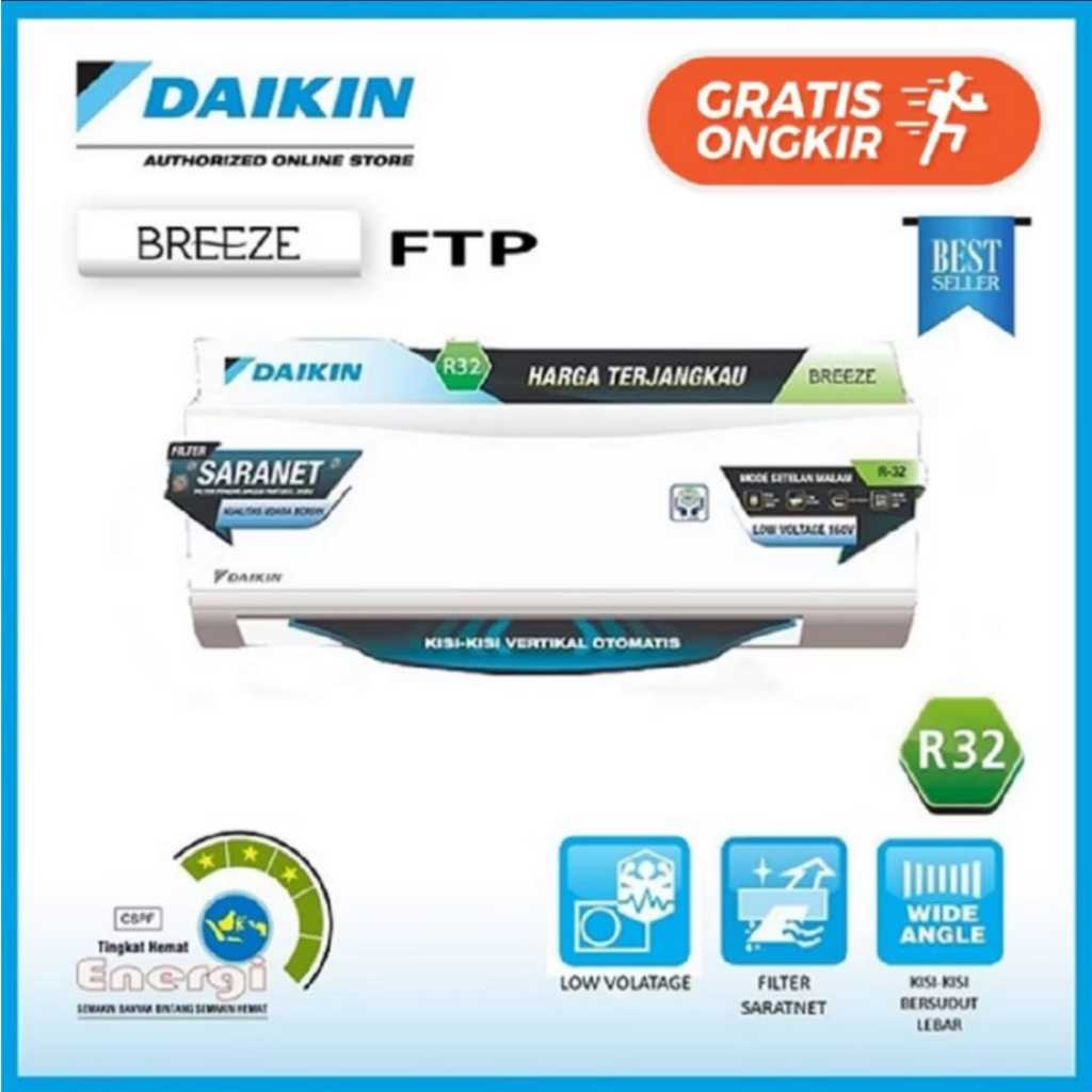 Jual AC 1/2 PK DAIKIN BREEZE FTP15AV149 - Hemat Energi, Cepat Dingin, Low Watt, Garansi Resmi ...