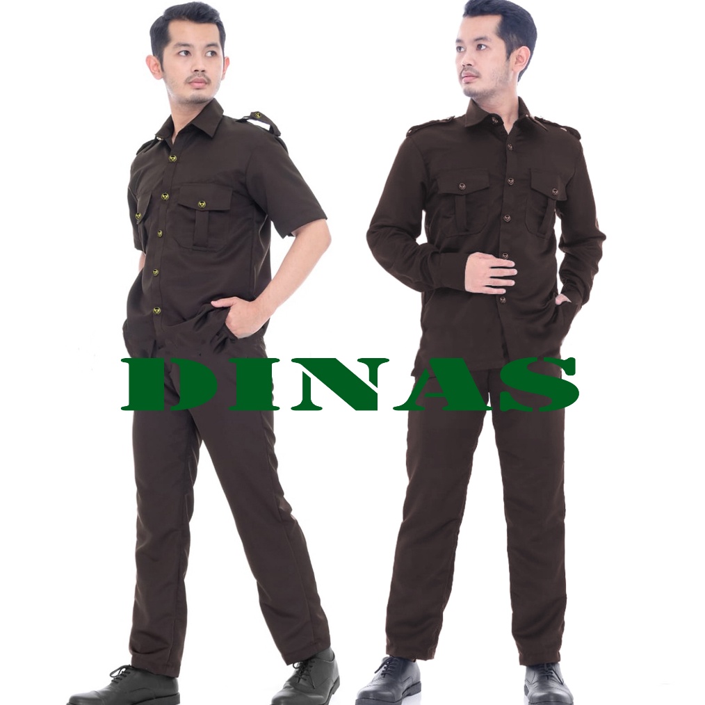Jual KODE O45I Seragam security satpam seragam safari coklat tua tangan ...