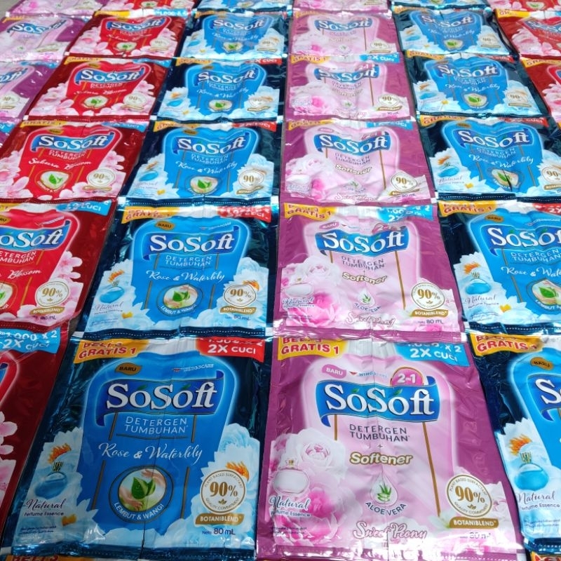 Jual Sosoft RENTENG 80ml isi 16/Sosoft cair/Sosoft detergen cair/Sosoft ...