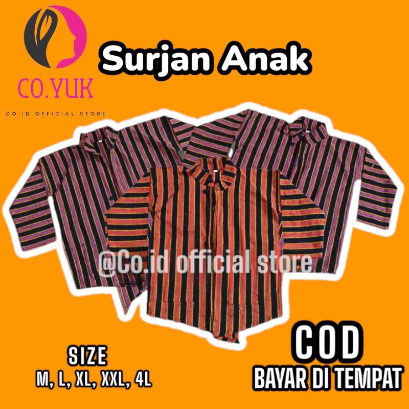 Jual [ CO.YUK ] Baju Surjan Kutubaru Kebaya Lurik Anak Pria Wanita Laki Perempuan Size S, M, L ...