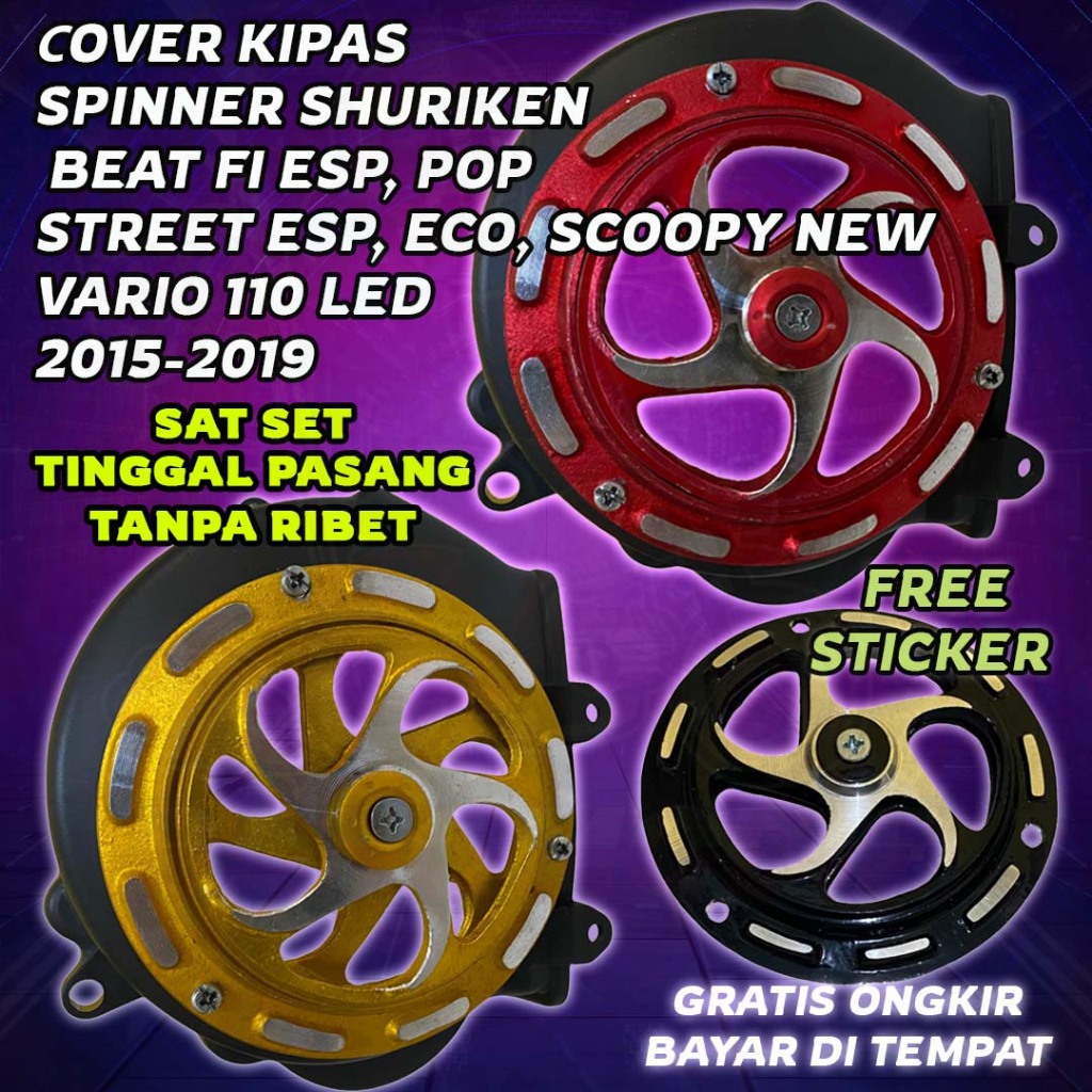 Jual SPINNER BEAT ESP 2015-2019 TUTUP KIPAS BEAT SPINEER SHURIKEN ...