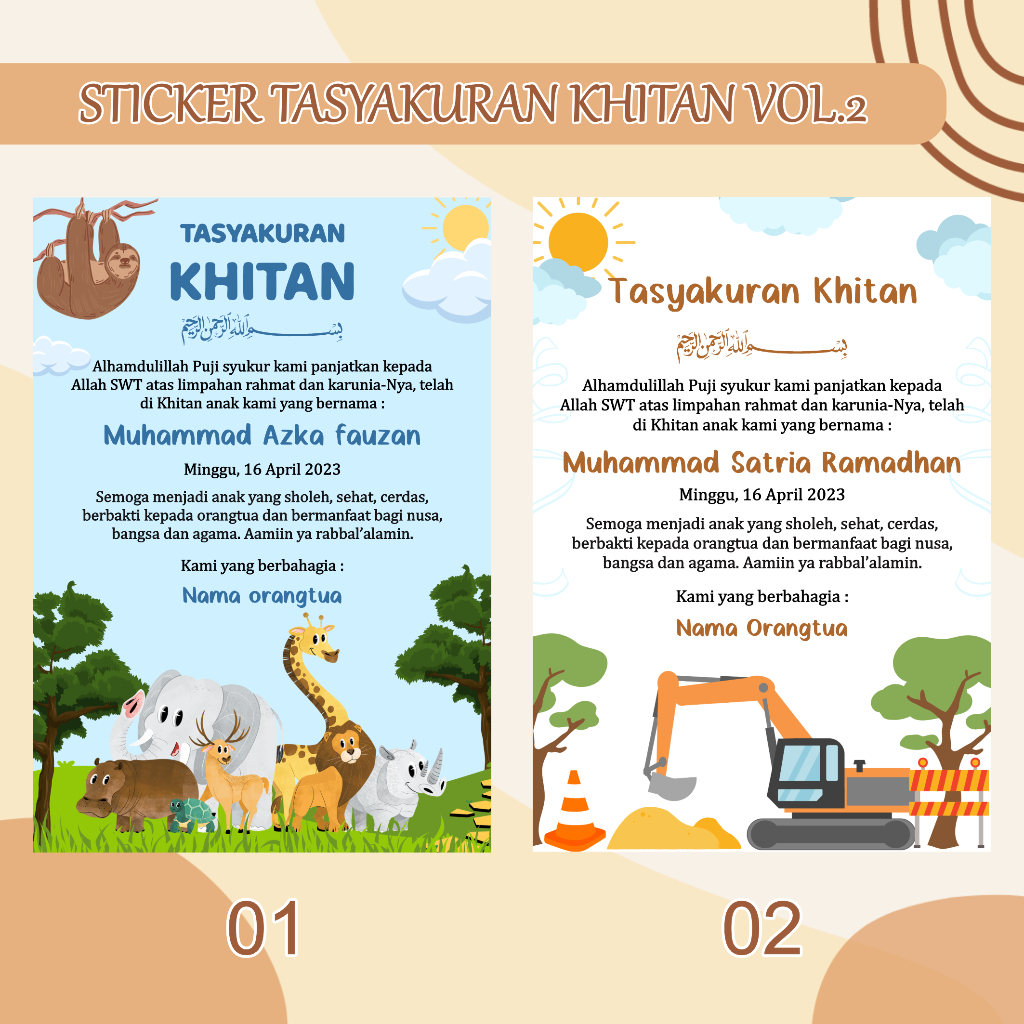 Jual STICKER TASYAKURAN KHITANAN /STICKER SYUKURAN KHITAN / STICKER ...