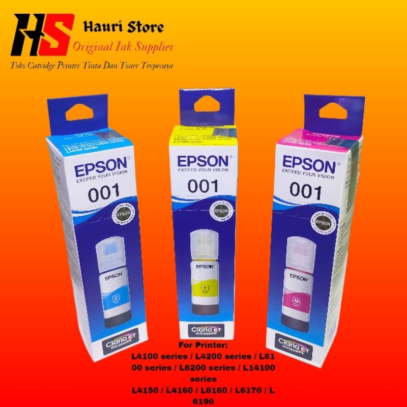 Jual Tinta Epson 001 Cyan, 001 Yellow, 001 Yagenta Original For Printer ...