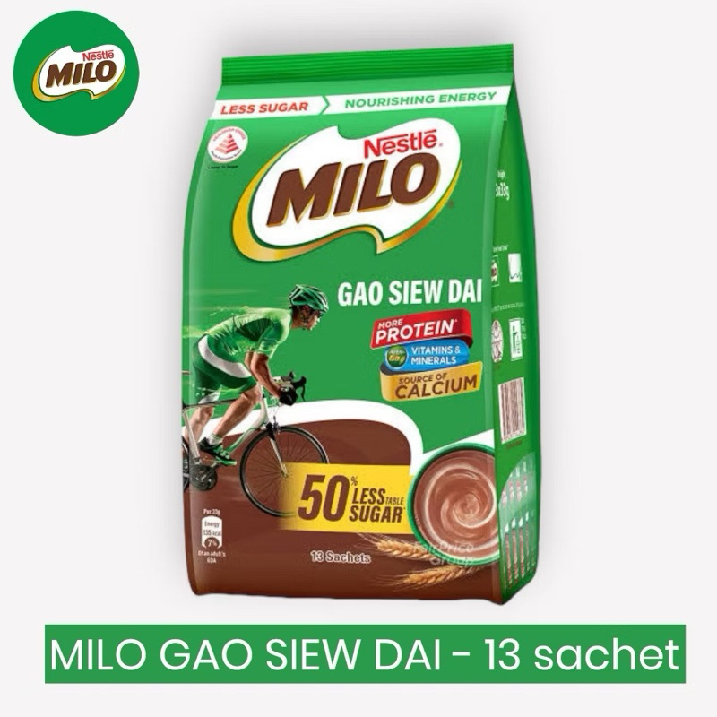 Jual MILO Gao Siew Dai | 50 % Less Sugar | Milo Singapore isi 13 Sachet ...