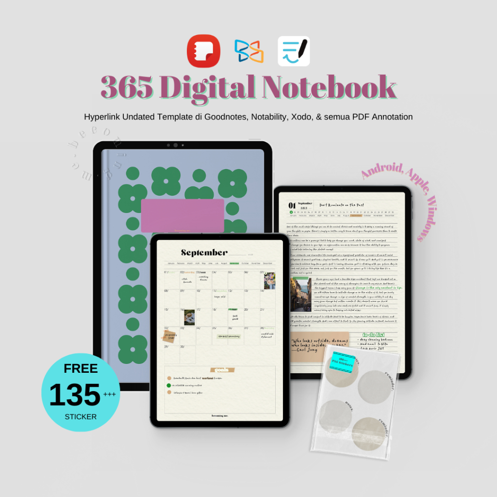 Jual 365 Daily Digital Notebook Blue Bullet Journal Goodnotes Samsung ...