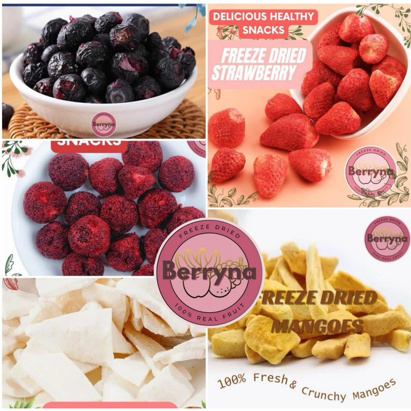 Jual Berryna Strawberry Kering 50/30g Freeze Dried buah asli kering snacks Food Cemilan stroberi ...