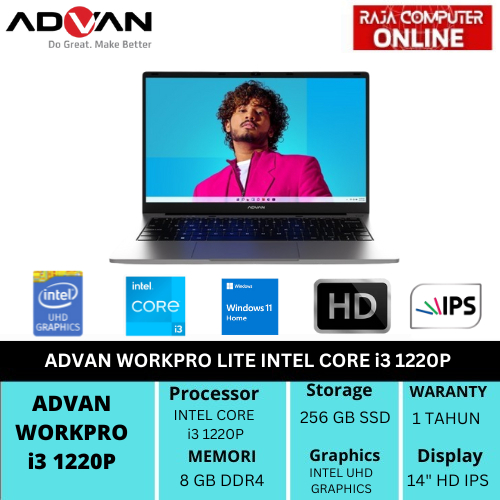 Jual ADVAN WorkPro Lite Intel Core I3 1220P 8GB 256GB SSD 14" FHD IPS ...