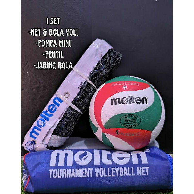 Jual 1 Set Paket Murah Net Voli Molten dan Bola Voli Molten Free Pompa ...