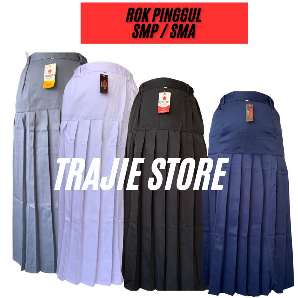 Jual Seragam SMA Rok Panjang Rempel Pinggul Bawah Melar Pinggang Karet ...