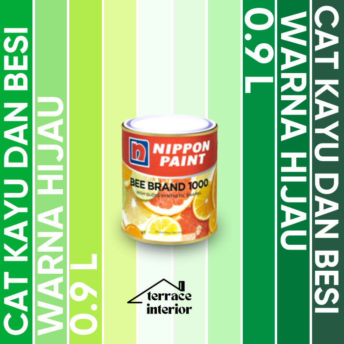 Jual Cat Kayu & Besi Nippon Paint Bee Brand 1000 Warna Hijau 0.9 L | Shopee Indonesia