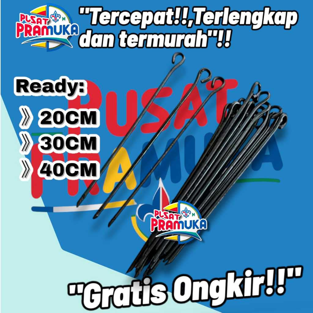 Jual Patok tenda pramuka 20 30 40 cm besi sudah dilapisi cat | Shopee ...