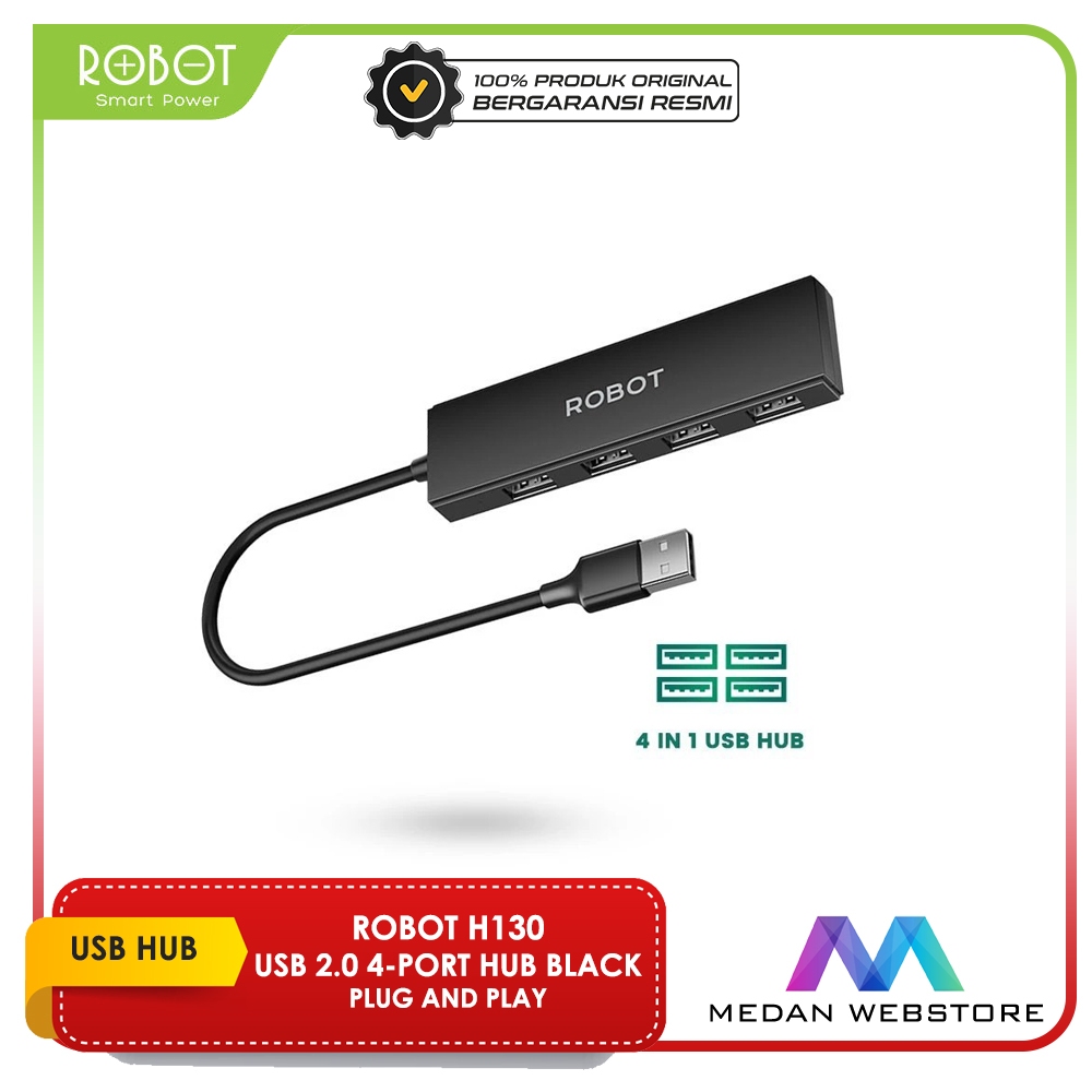 Jual ROBOT H130 4 Ports USB HUB 80cm Portable Multi Function Original - Garansi Resmi 1 Tahun ...