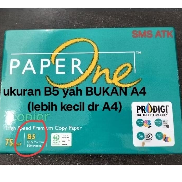 Jual PaperOne HVS Ukuran" B5* 75gr (BUKAN A4) | Shopee Indonesia
