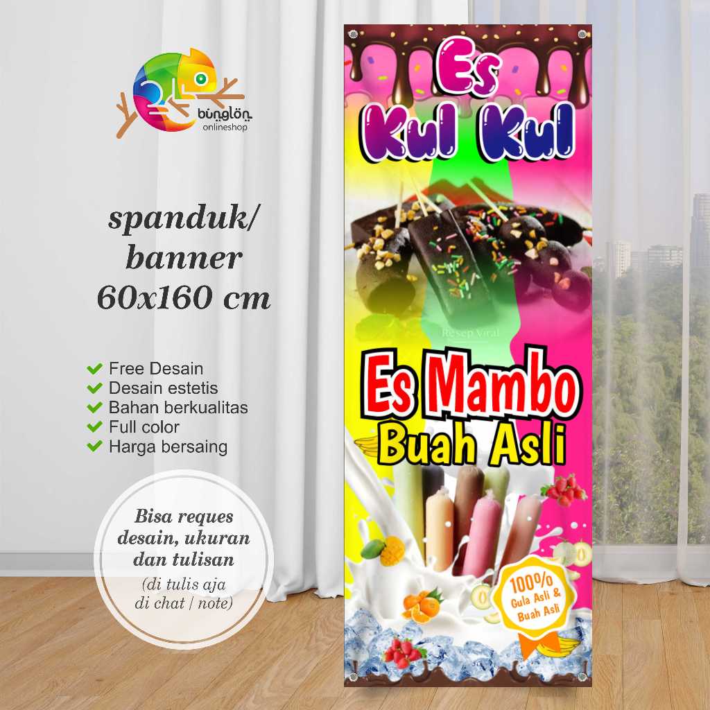 Jual Cetak Spanduk Banner ES Kul Kul Dan Es Buah Mambo | Shopee Indonesia