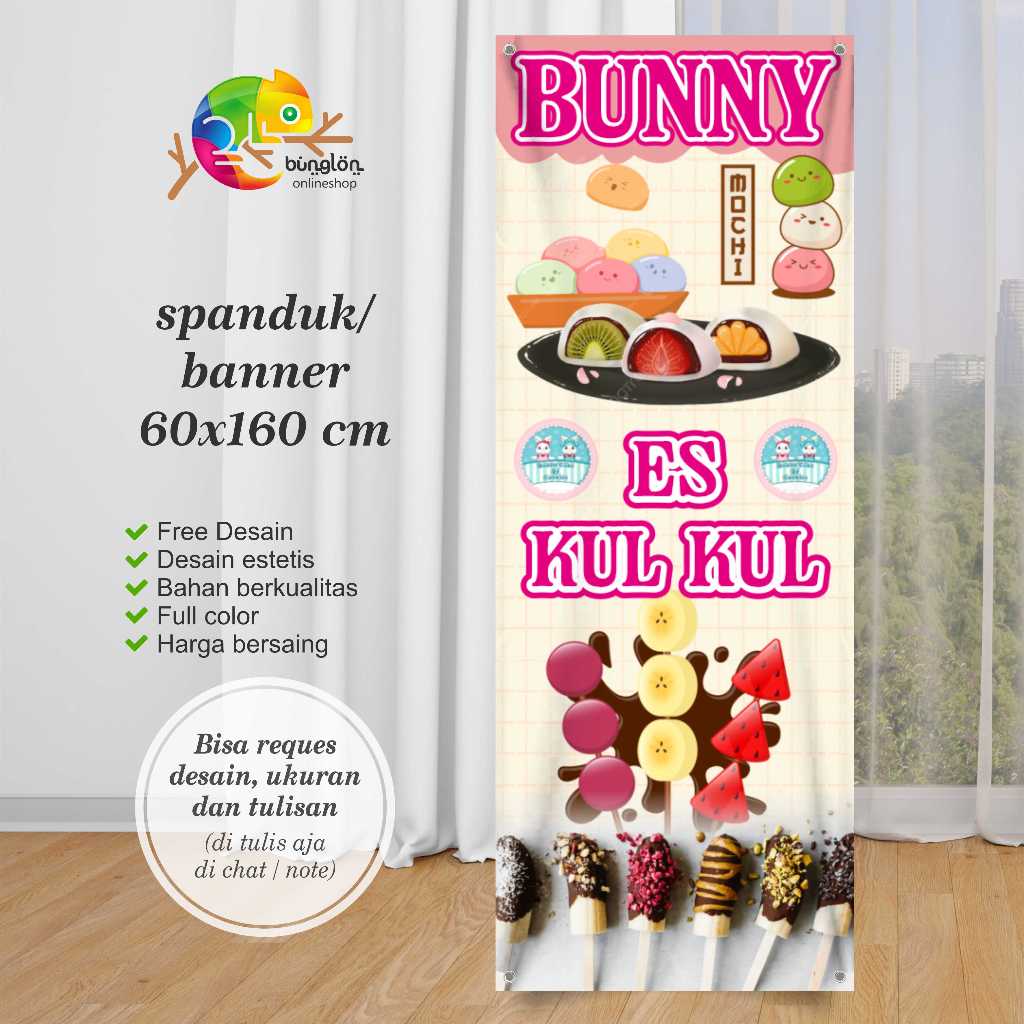 Jual Cetak Spanduk Banner Es Kul Kul Dan Mochi | Shopee Indonesia