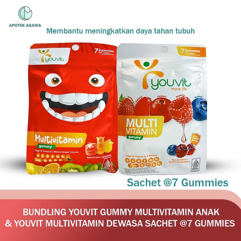 Jual BUNDLING YOUVIT MULTIVITAMIN ANAK 1 SACHET @7 GUMMIES+ YOUVIT ...