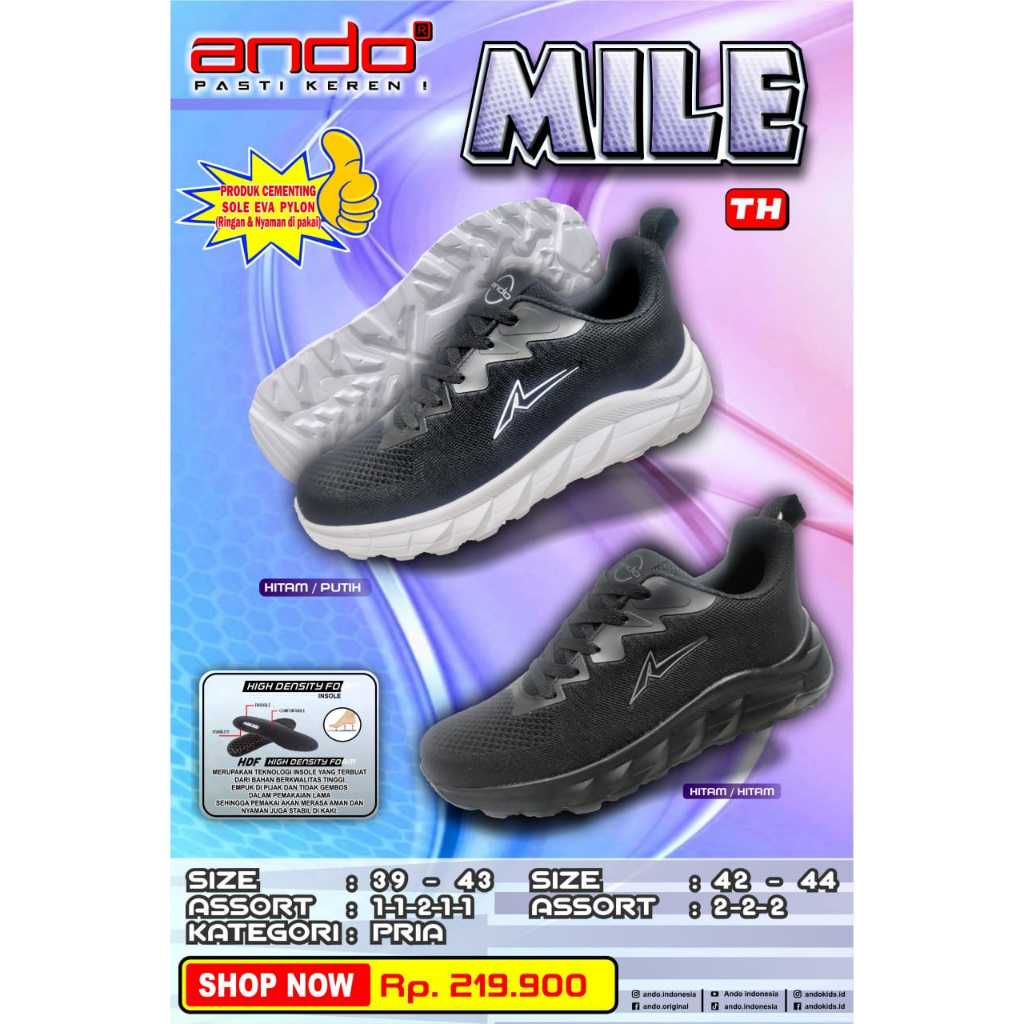 Jual ANDO MILE / M SPORT SUPER RINGAN Sepatu Sneakers Pria Sol Eva ...