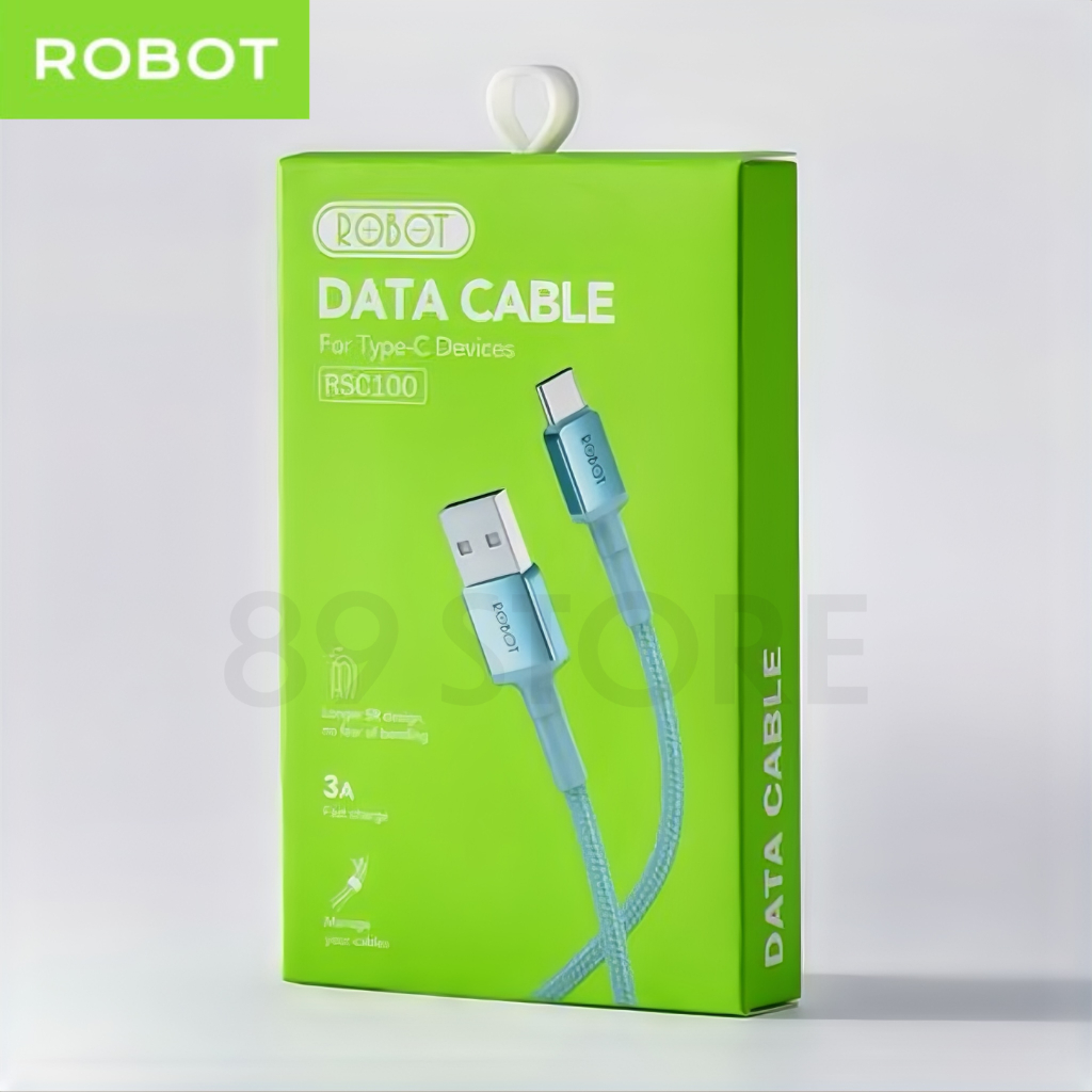 Jual ROBOT Kabel Data Type C 3A RSC-100 Blue Quick Fast Charging Data ...