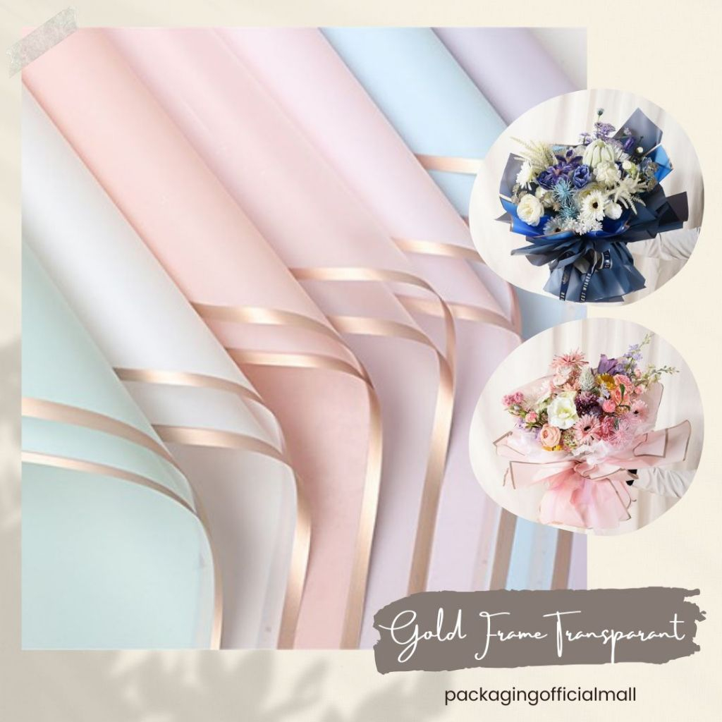 Jual GOLD FRAME TRANSPARANT CELLOPHANE / FLORIST SUPPLY / PAPER ...