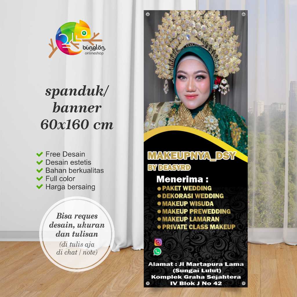 Jual Cetak Spanduk Banner Salon Makeup Wedding Model Hitam | Shopee ...