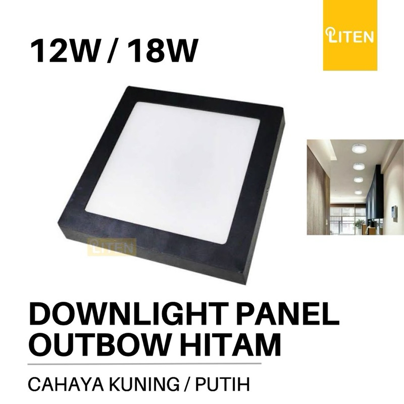 Jual Lampu Downlight OUTBOW HITAM KOTAK LED Slim Panel Lamp 12W 18W ...
