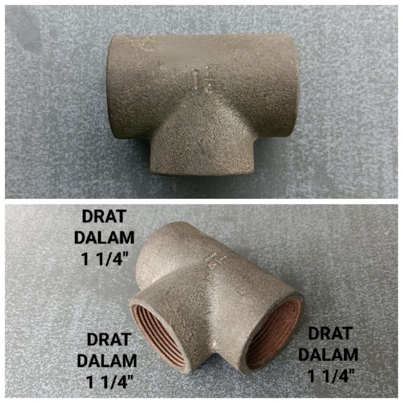 Jual Tee Besi Galvanis 1 1/4" Inch Triplek Drat Dalam Sambungan T Pipa ...