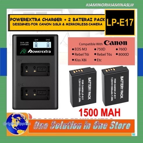 Jual LP-E17 Battery & LCD Dual Charger For Canon EOS Rebel T6i T7i 750D ...
