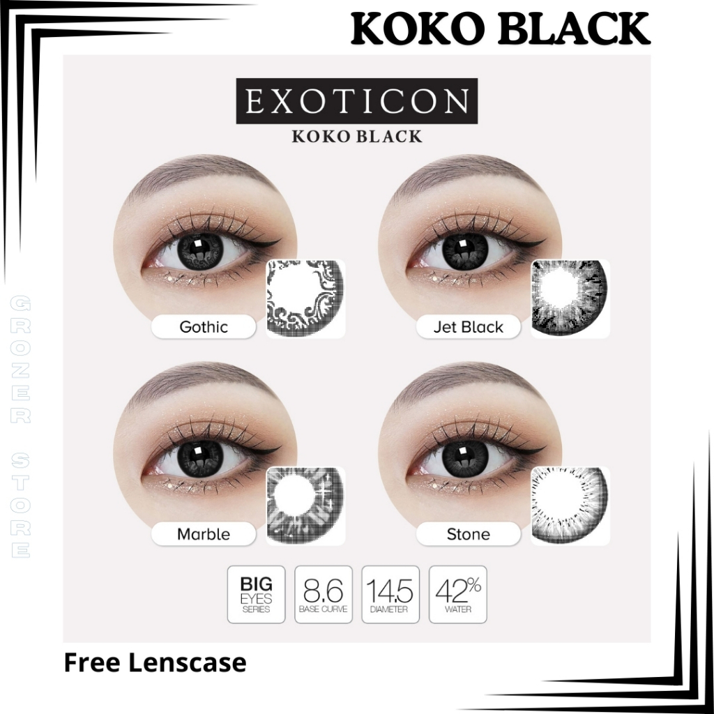 Jual Koko Black Softlens Warna Hitam Dia. 14.50mm Big Eye By X2 Normal ...