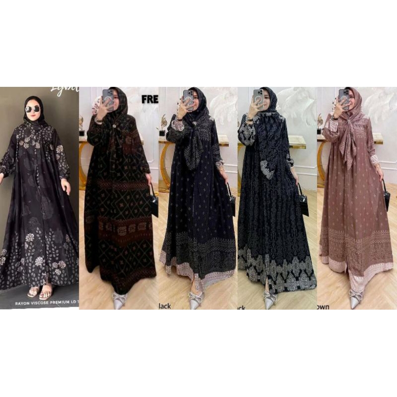 Jual Gamis set hijab jelita per motif matt rayon diamond super premium ...