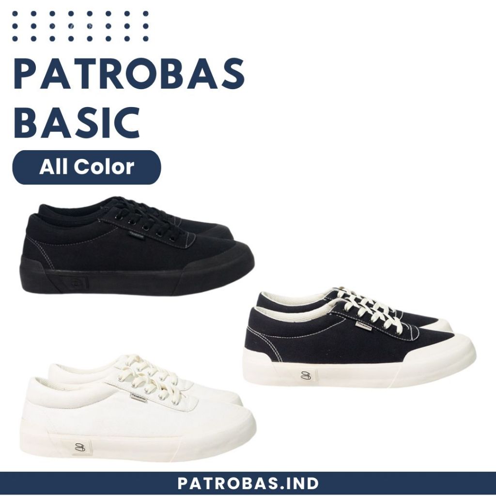 Jual PATROBAS Basic Black White Original Sepatu Sneakers Sekolah Casual ...