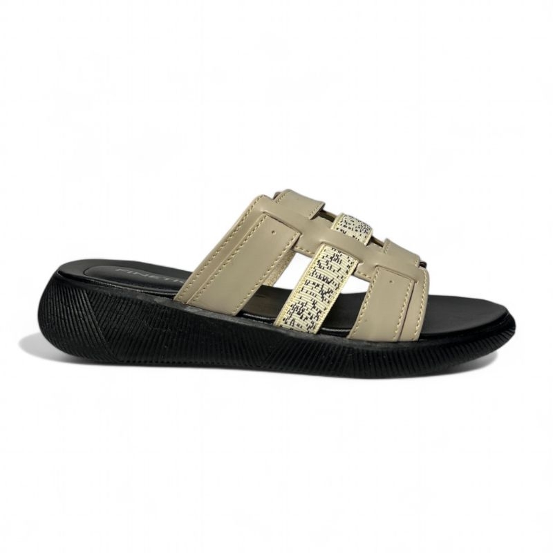 Jual Finetic Sandal Slop Wanita Kekinian Platform Sendal Wedges Rajut ...