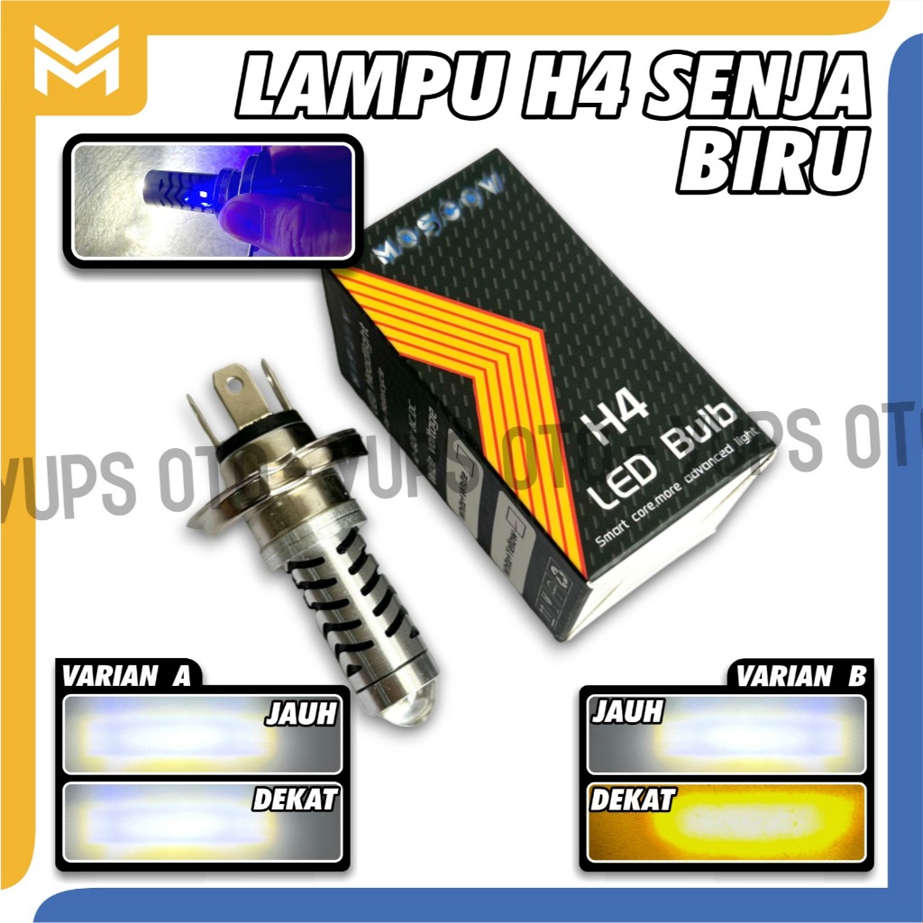 Jual HEADLAMP LAMPU DEPAN LAMPU LED UTAMA MOTOR MOBIL H4 SENJA BIRU LED ...