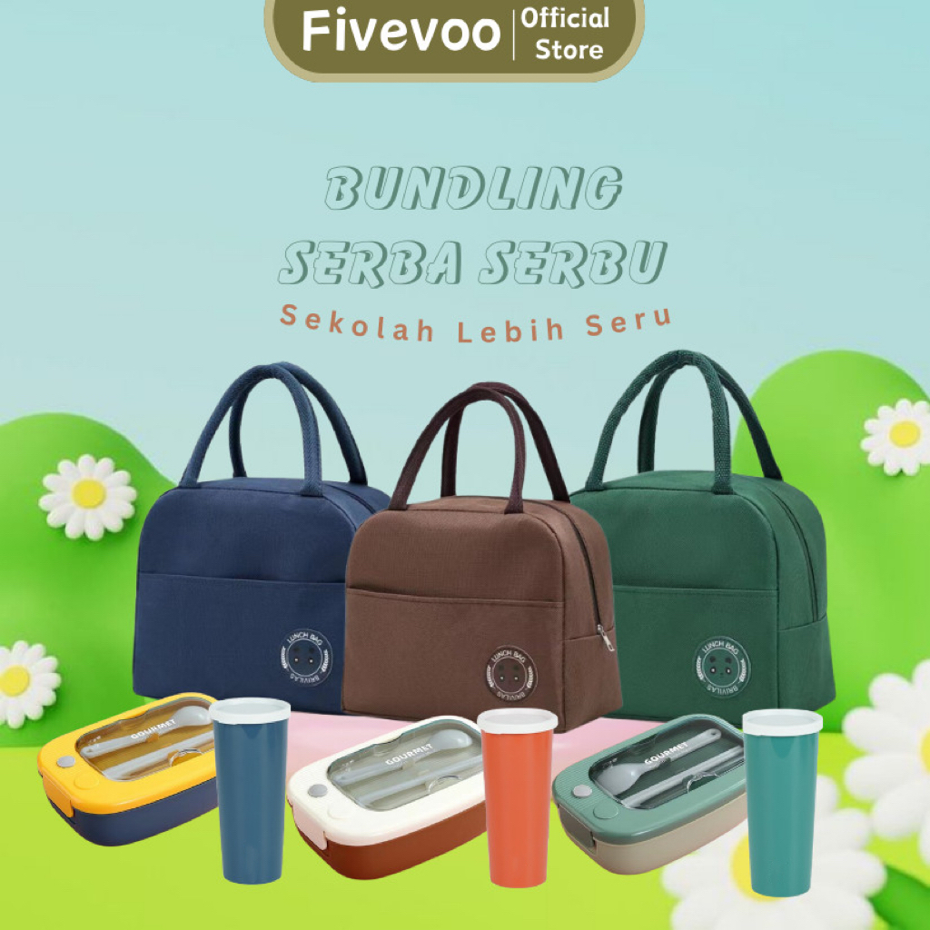 Jual FIVEVOOBundling Serba Serbu/ Paket Bekal 3 in 1/ Lunch Bag Set ...