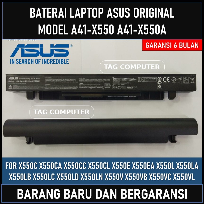 Jual BATERAI LAPTOP ASUS X550C X550CA X550CC X550CL X550E X550EA X550L X550LA X550LB X550LC ...