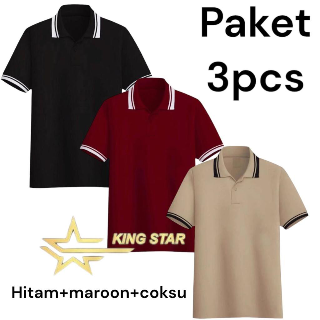 Jual KINGSTAR: KAOS POLO SHIRT PAKET 3PCS WANGKI POLOS HITAM/PUTIH ...