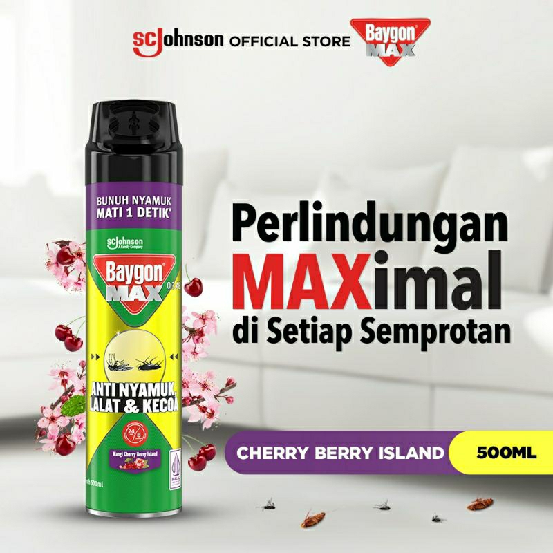 Jual baygon max aerosol cherry berry island 500ml | Shopee Indonesia