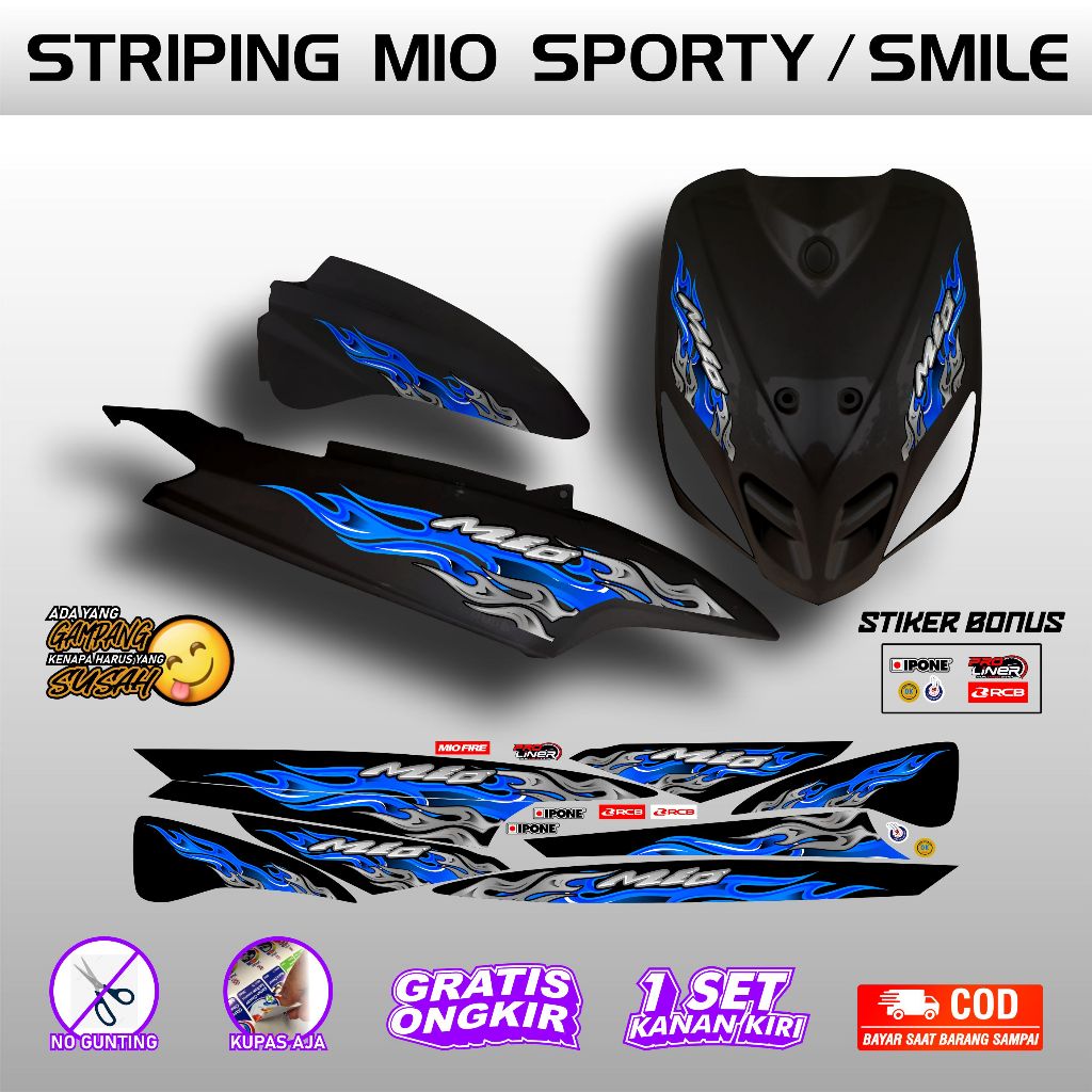 Jual STRIPING VARIASI STICKER YAMAHA MIO SPORTY / MIO SMILE FIRE ...