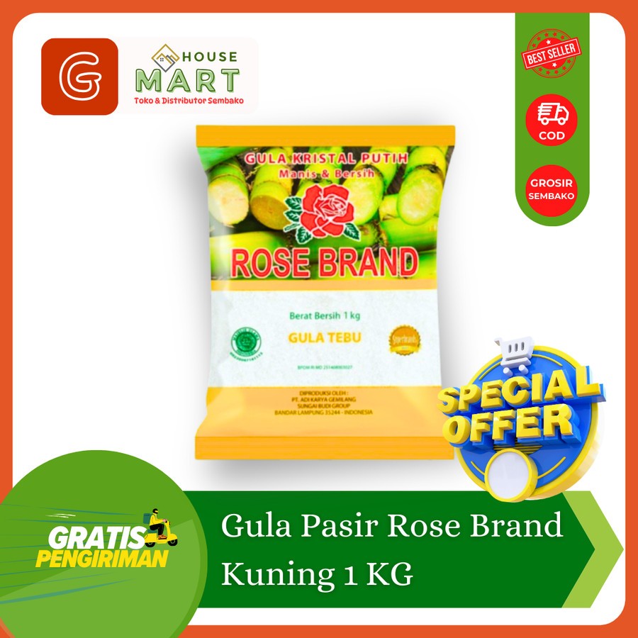 Jual Gula Pasir Rose Brand KUNING 1 KG / Gula Putih Tebu Kristal Manis ...