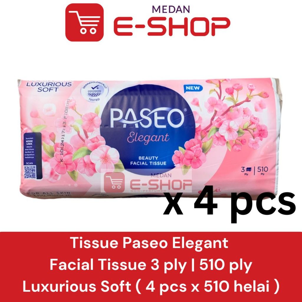 Jual Tisu Tissue PACK ( 4 pcs x 510 helai ) 3 ply Paseo Luxuriously ...