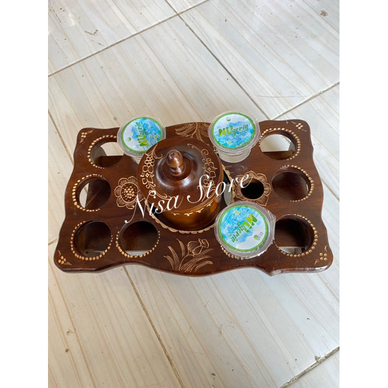 Jual Tempat Aqua gelas isi 10lubang+toples permen kayu jati/tempat Aqua ...