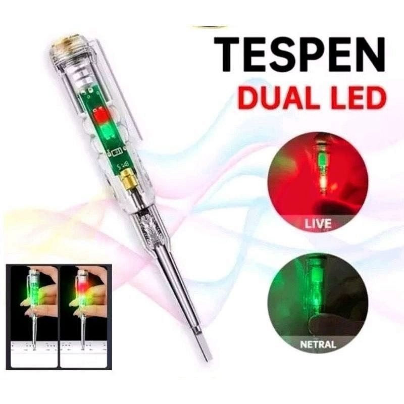 Jual Tespen Obeng Minus Test Pen Listrik Indikator Dual LED Merah Hijau ...