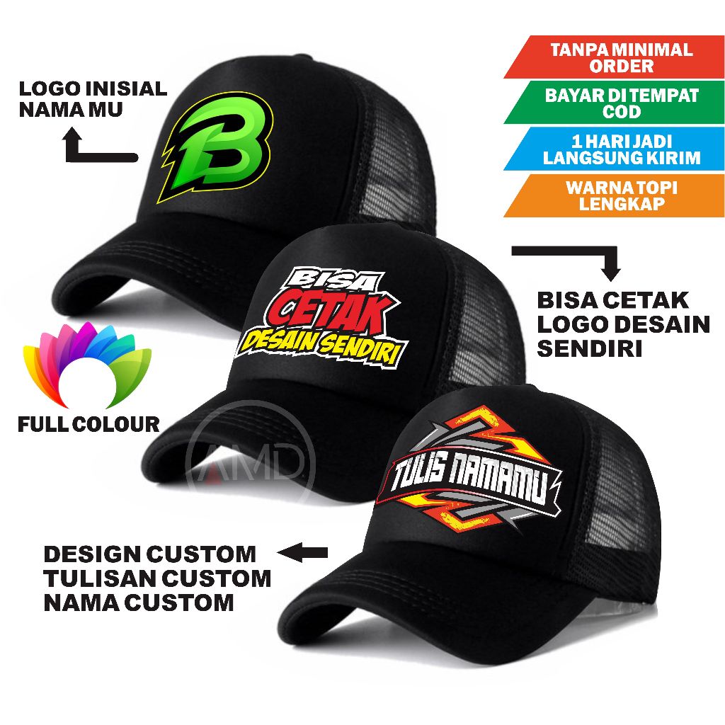Jual Topi Custom Design Bebas ( PART 2) Topi Inisial Nama Logo Sport ...