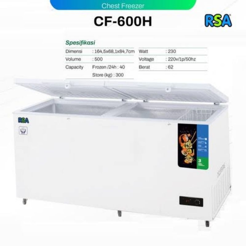 Jual RSA CF-600-H CHEST FREEZER 500 L CF600H BOX FREEZER PEMBEKU ...