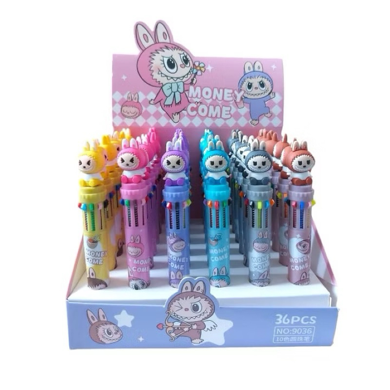 Jual PULPEN 10 WARNA LABUBU PEN WARNA WARNI TINTA MOTIF LABUBU LUCU ...