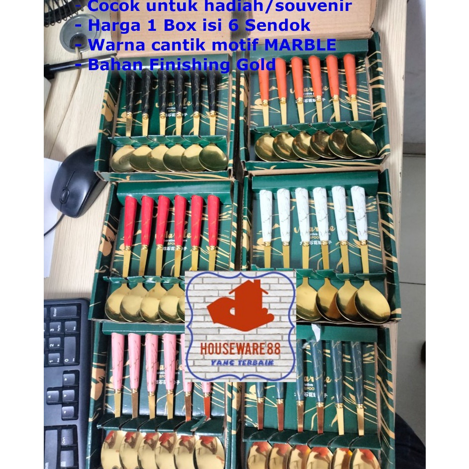 Jual Pesan aja Sendok Makan Set Isi 6 Sendok Sultan Gold Marble Tebal ...