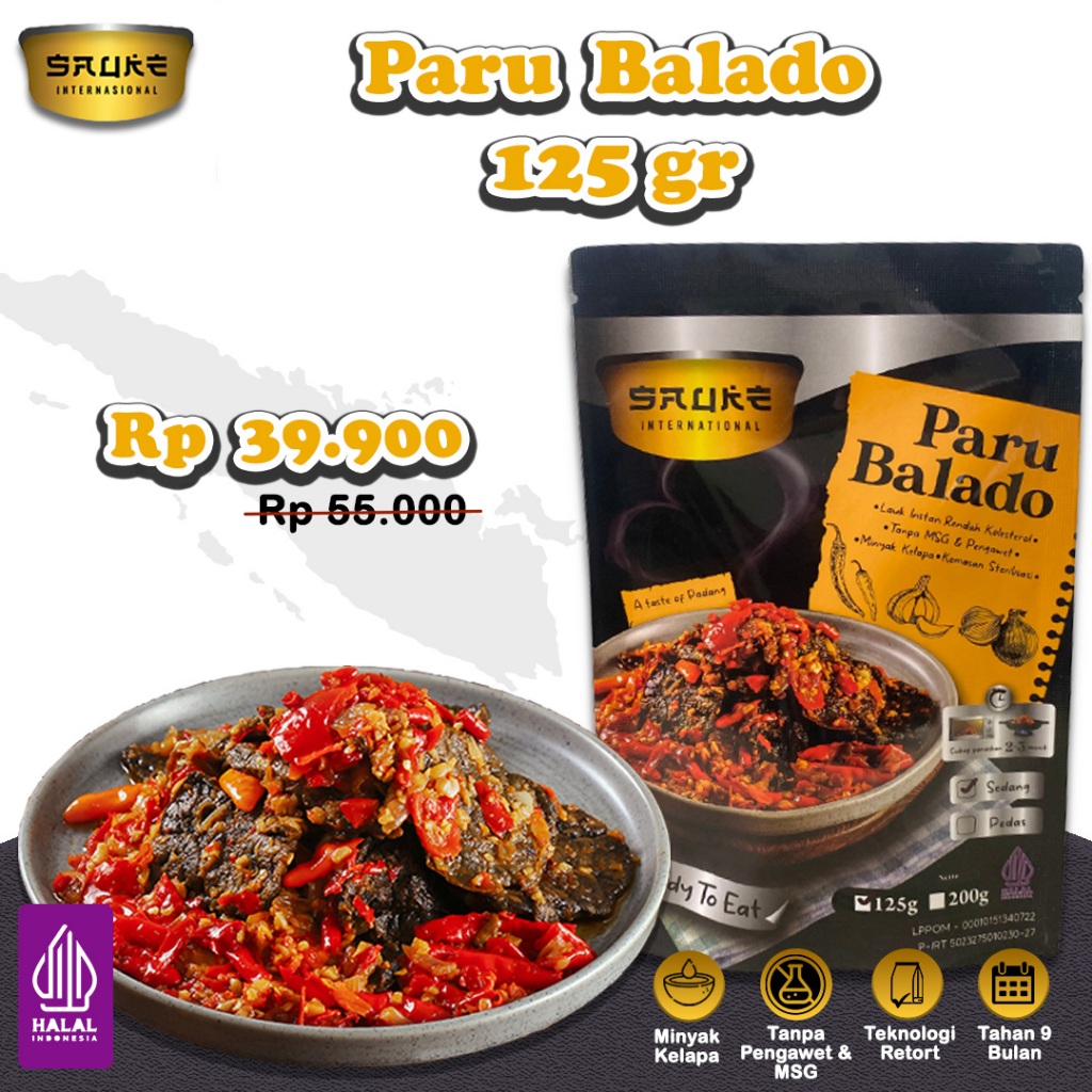 Jual SAUKE Paru Balado 125gr Makanan Siap Saji | Shopee Indonesia