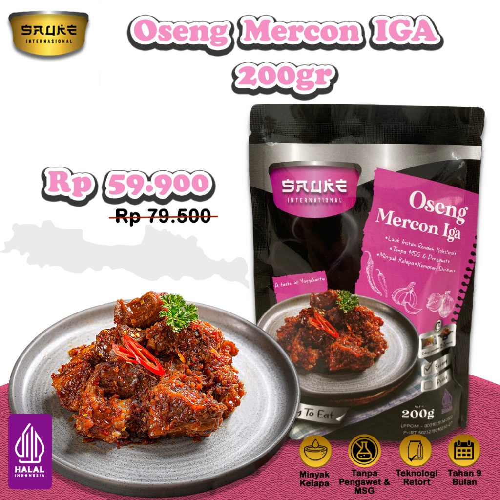 Jual SAUKE Oseng Mercon Iga Sapi Tanpa Tulang Lauk Siap Saji | Shopee ...